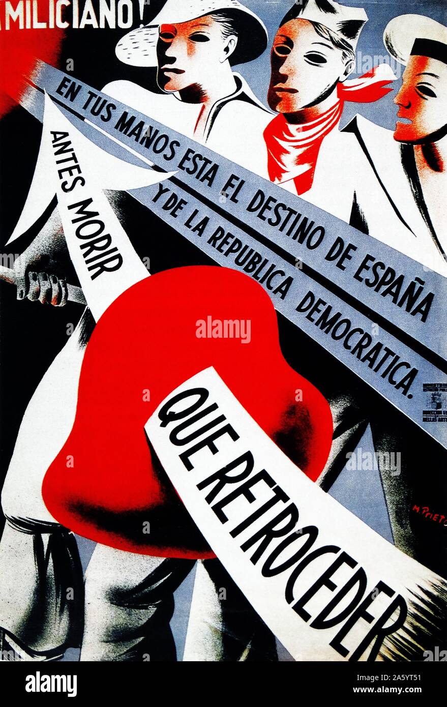 Spanish Civil War republican propaganda poster by Miguel Prieto ...