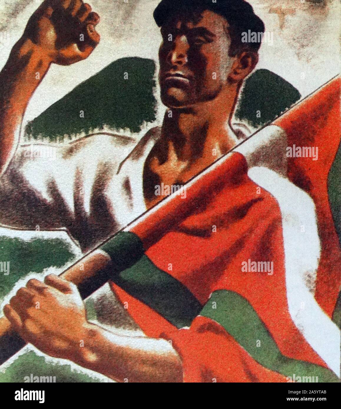 Spanish Civil War (1936-1939). 'Valencia en homenaje a Euzkadi ...