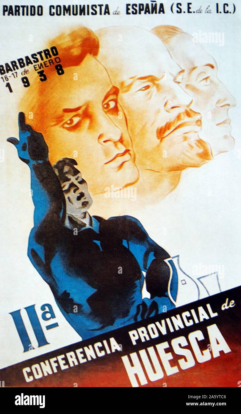 Spanish Communist party propaganda poster during the Spanish Civil War ...