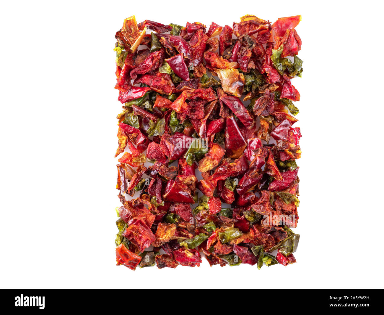 Chopped paprika or bell pepper isolated on white background with copy ...