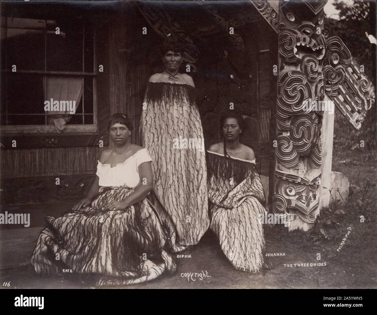 Guides Kate, Sophia, Johanna (Maori Girls), photographed by Elizabeth ...