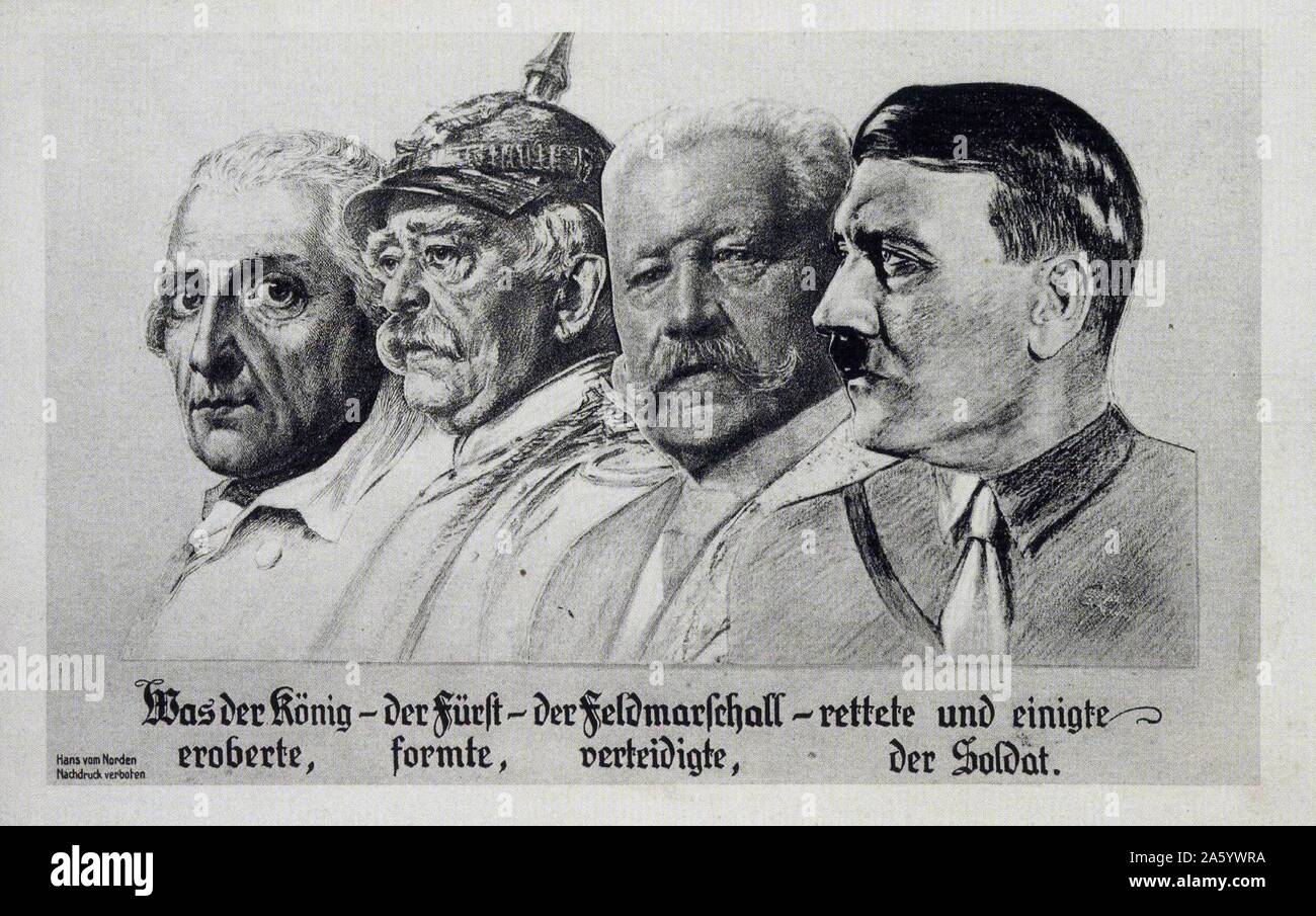 Image of German leaders, left to right. Fredrick the great, Otto von ...