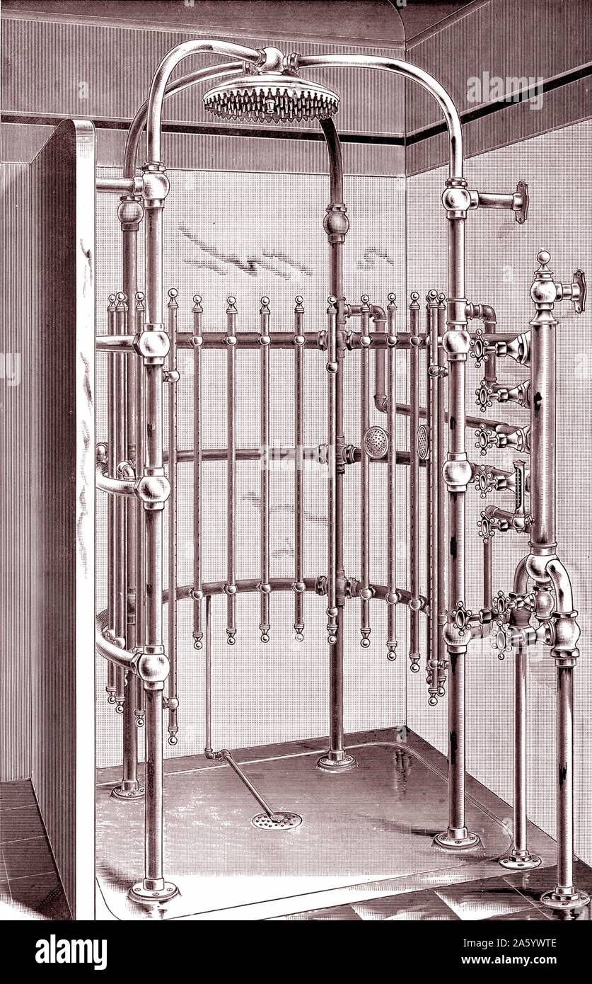 Photograph of an antique shower system. Dated 1929 Stock Photo - Alamy