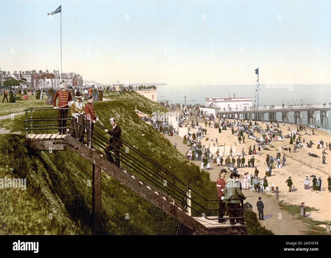 View from the cliffs, Clacton-on-Sea, England, 1890. The modern day ...