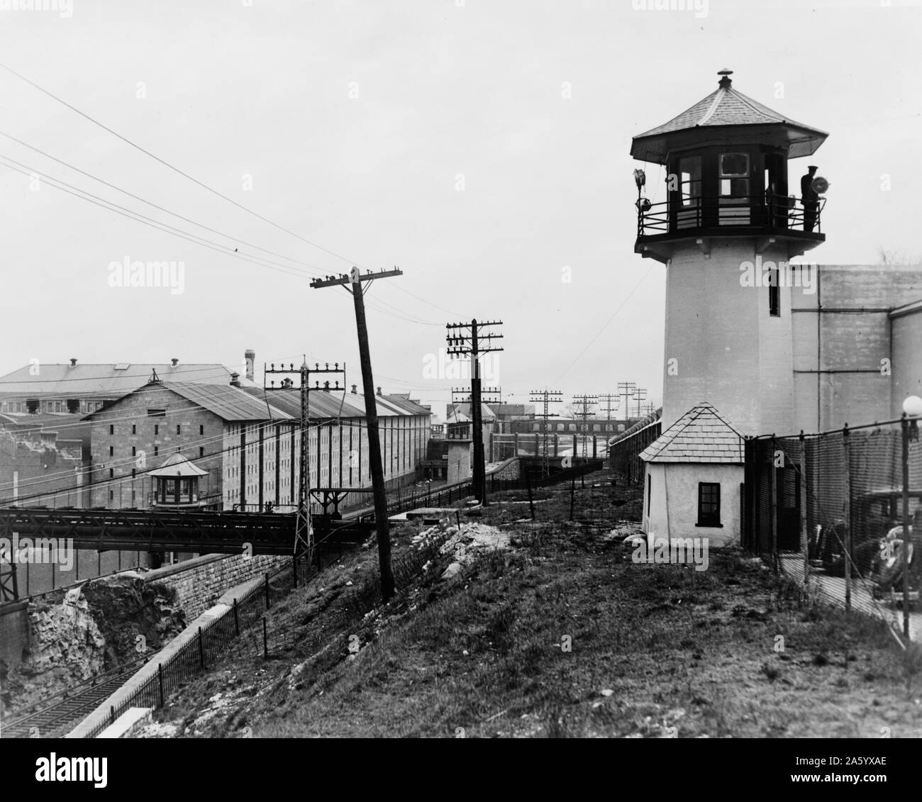 Photograph of Sing Sing Prison, showing guard tower and cell block ...