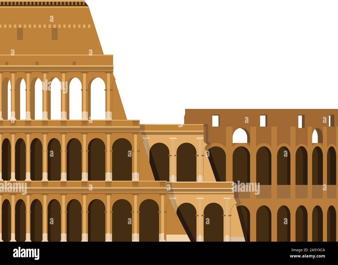 Colosseum, Rome, Italy. Isolated on white background vector ...