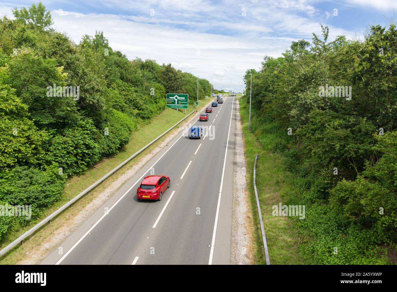 Traffic approaching the Halton roundabout on the A483 route from ...