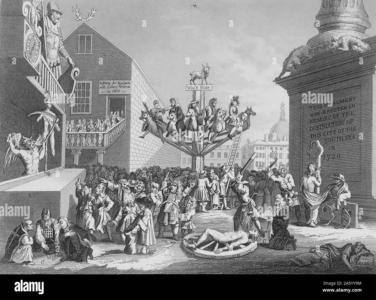 The South Sea Bubble, Engraving by William Hogarth;18th century. The ...