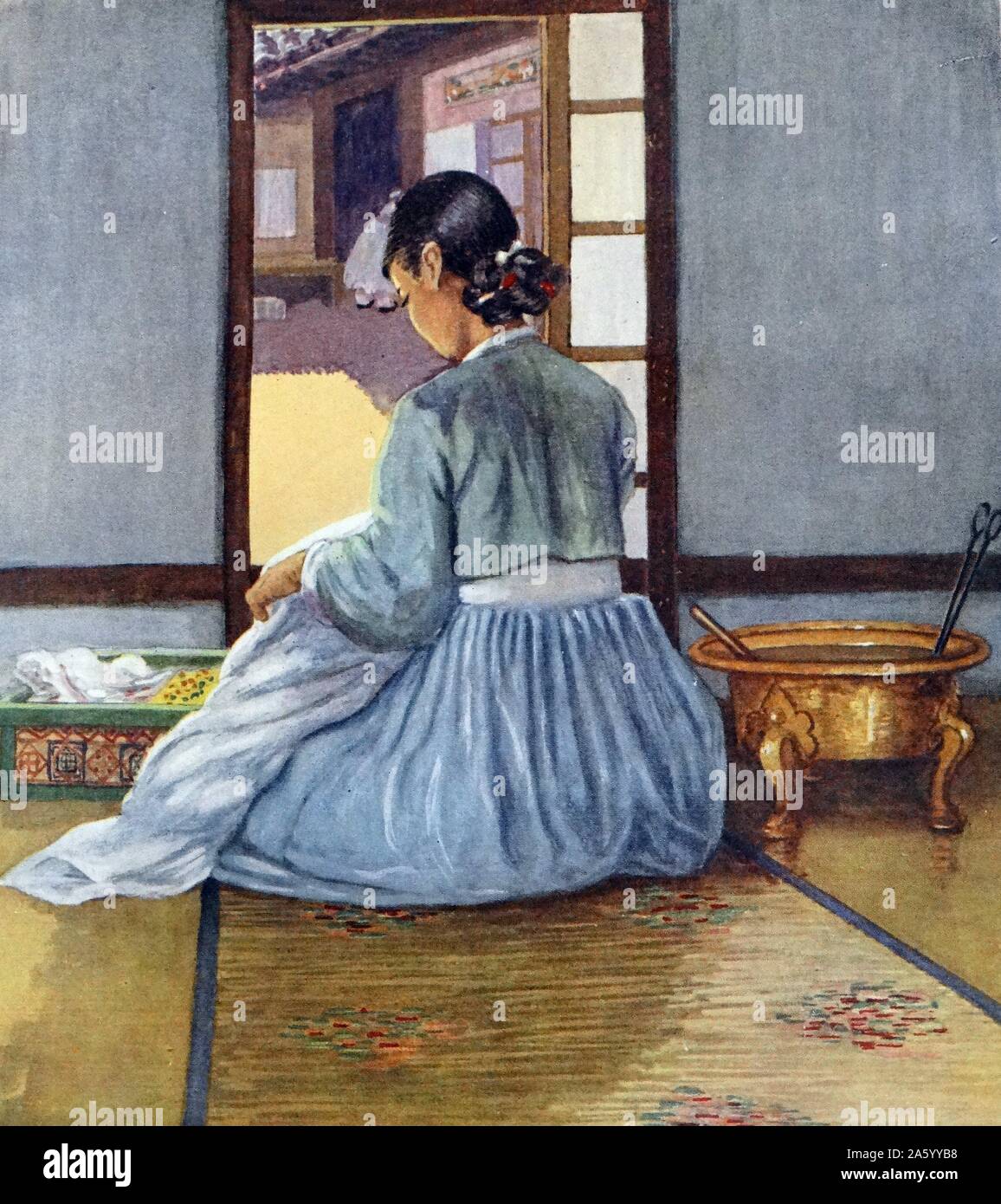 Colour woodcut titled 'The Scholar'. By Elizabeth Keith (1887-1956 ...