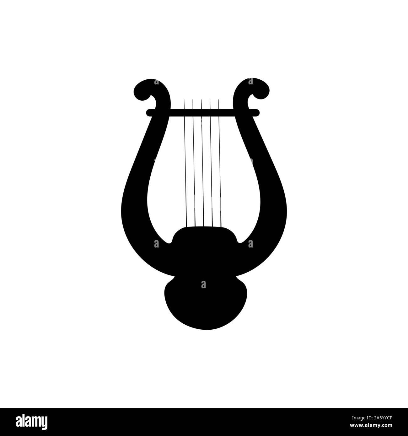 Silhouette black image ancient lyre musical instrument. Vector ...