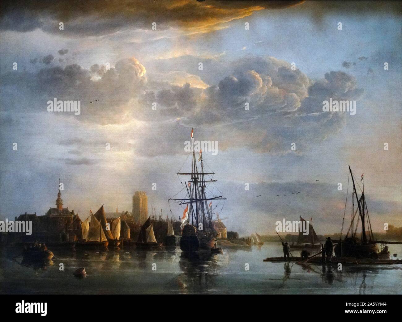 Painting titled 'View of Dordrecht' by Aelbert Cuyp (1620-1691) Dutch ...
