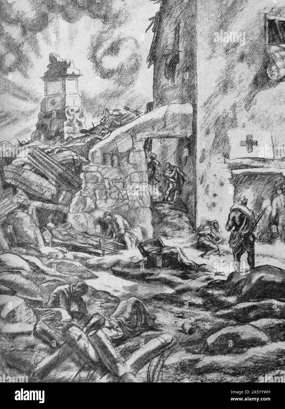 Illustration depicting a scene from the Spanish Civil War (1936-1939 ...