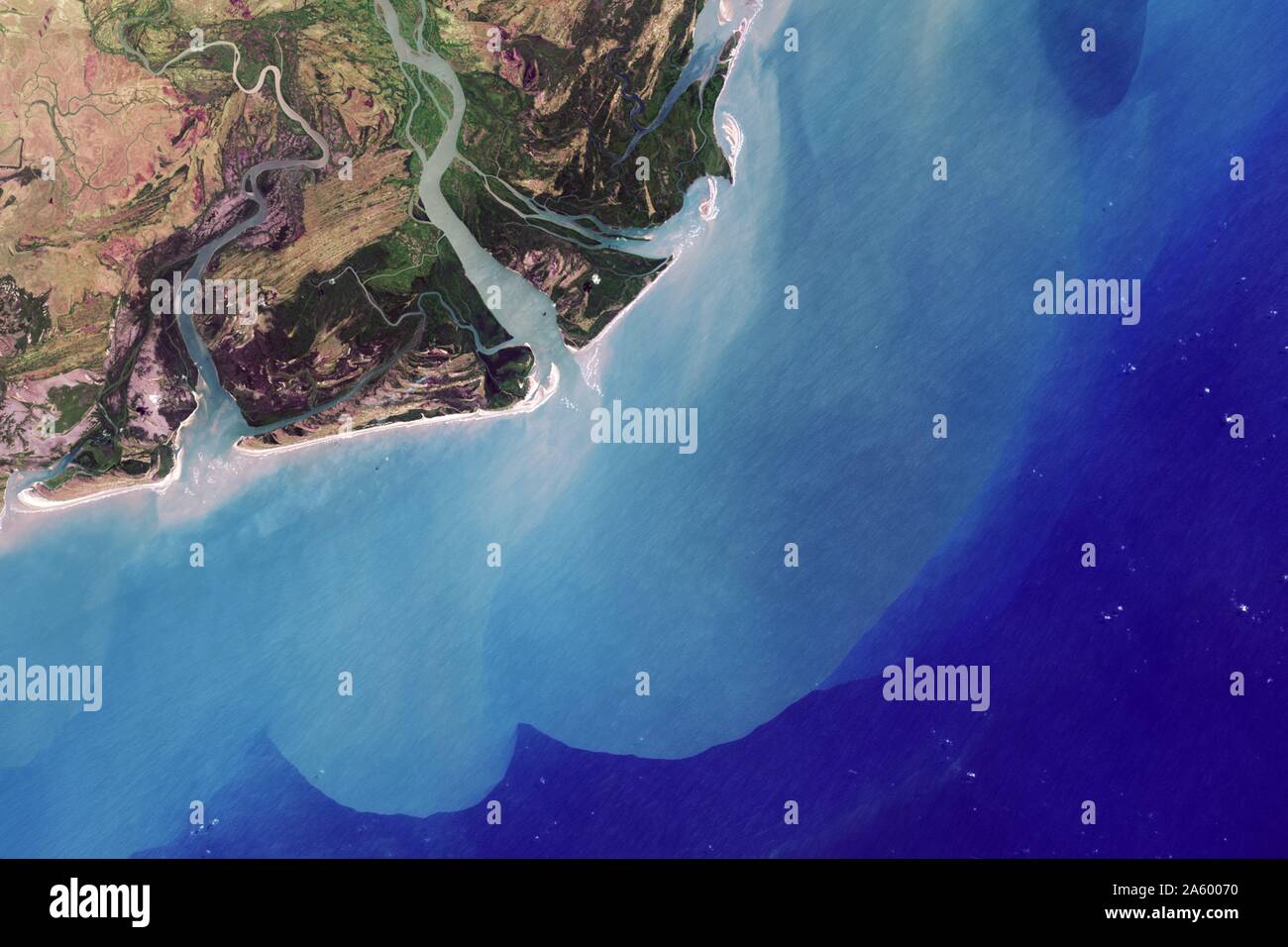 Aerial view of the Zambezi River Delta, the fourth-longest river in ...