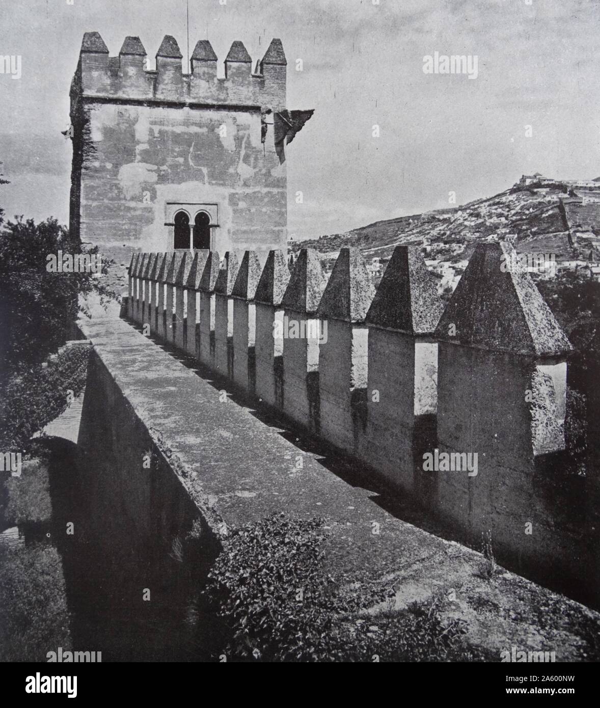 The walls of the Calat Alhambra, is a palace and fortress complex ...