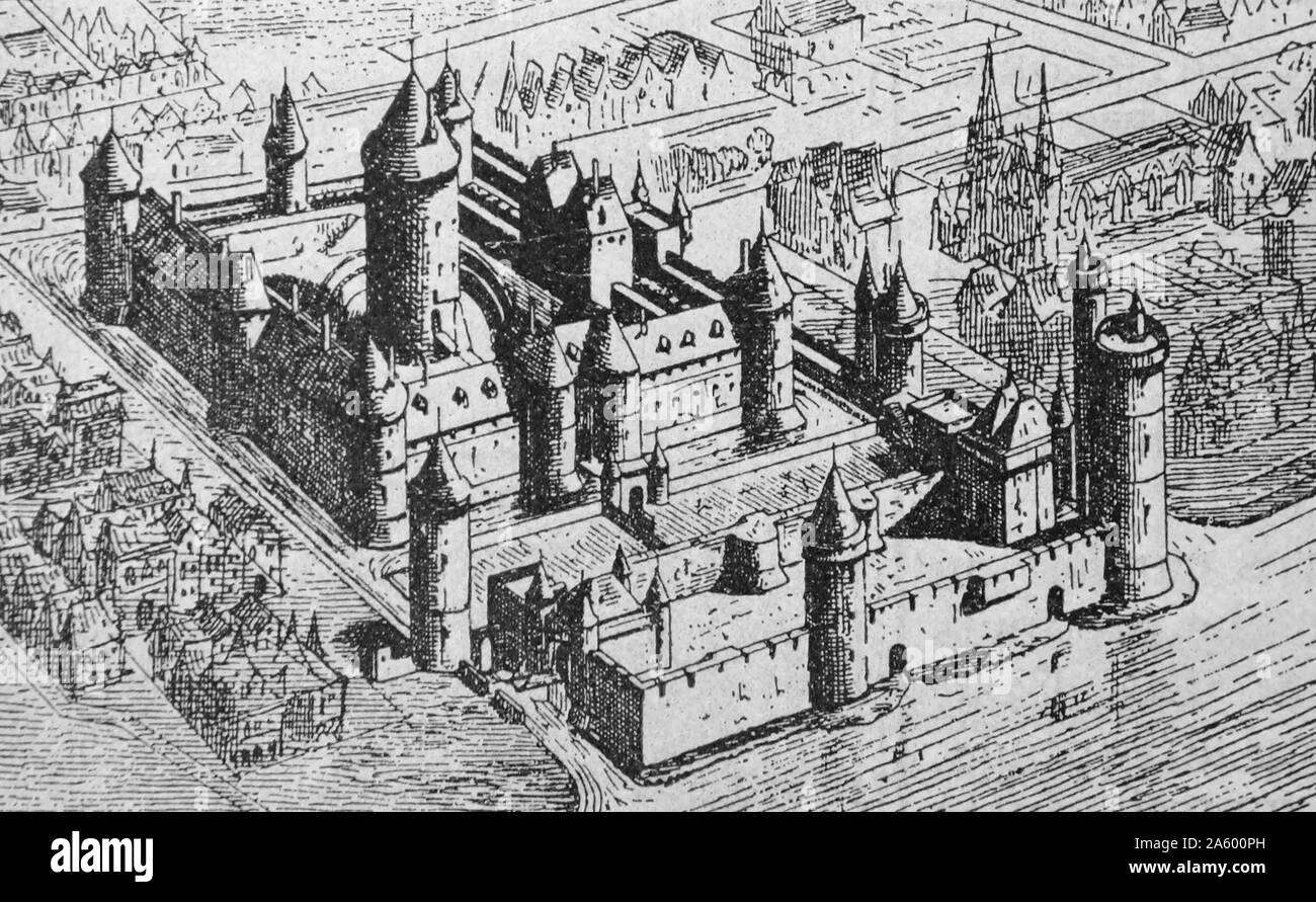 The Louvre (museum) fortress in the late 12th century under Philip II ...