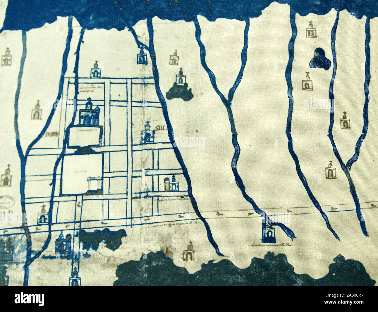 Map depicting Coatepec, Veracruz, Mexico. Dated 16th Century Stock ...