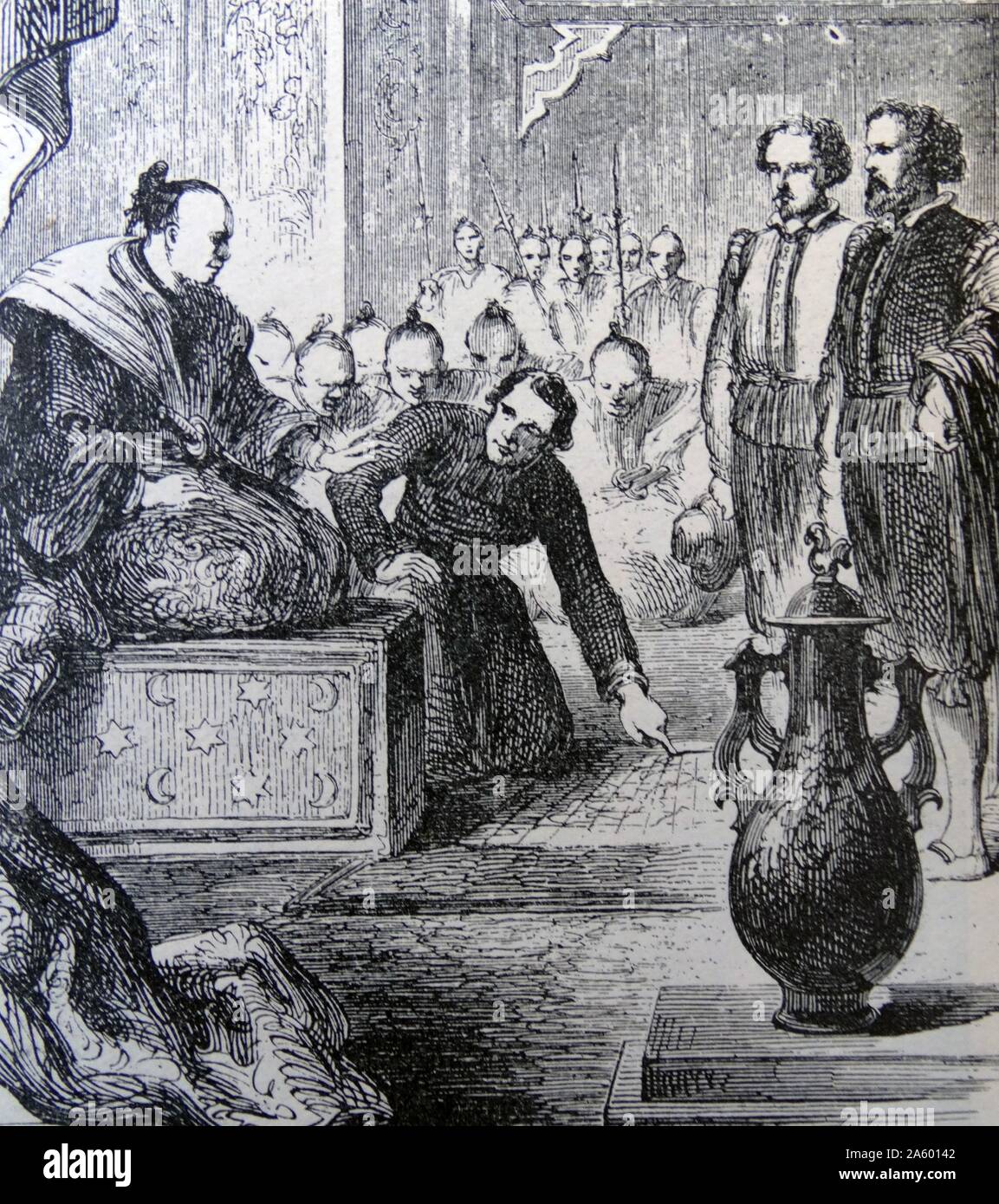 Engraving depicting William Adams (1564-1620) an English navigator ...