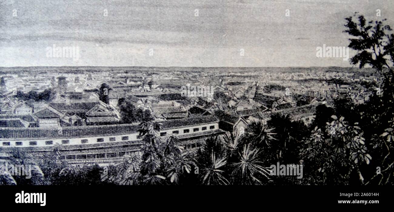 Illustration depicting the capital Yedo, Japan. Dated 18th Century ...