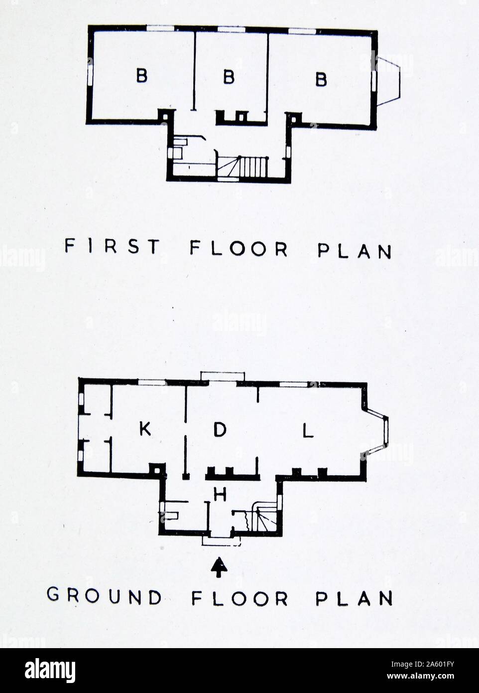 Floor plan of a brick-built house suitable for a site on the outskirts ...