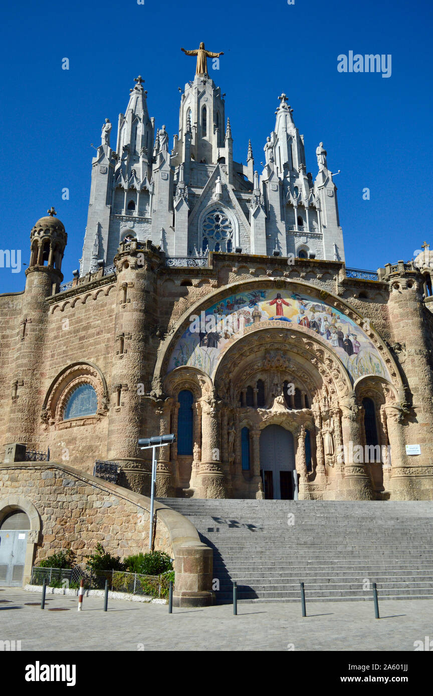 The Sagrat Cor Church at Tibidabo in Barcelona, Spain Stock Photo - Alamy