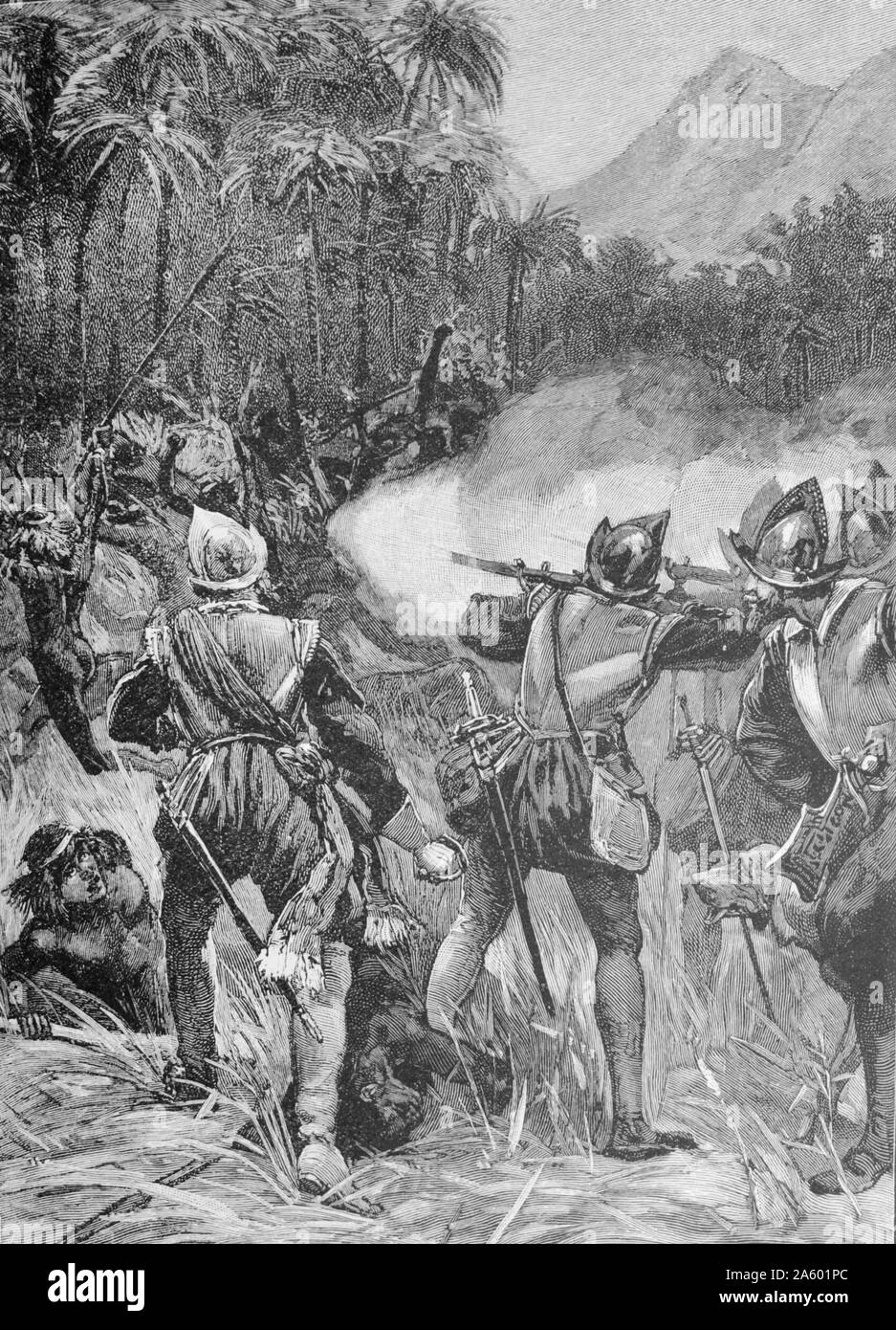 Illustration of Vasco Núñez de Balboa (1475-1519) a Spanish explorer ...