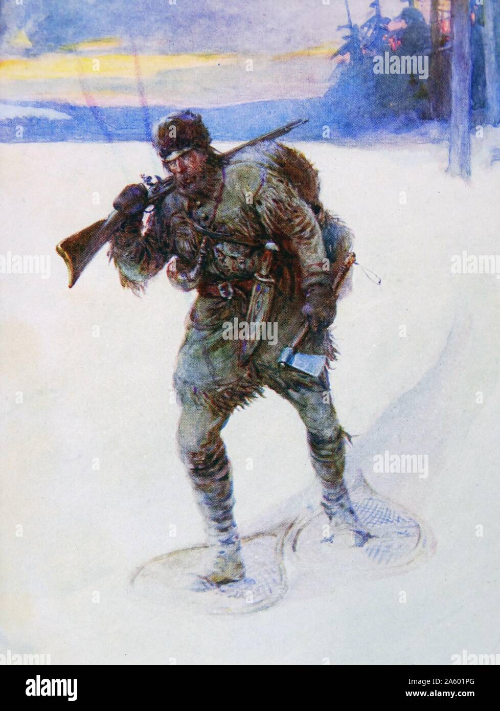 Painting depicting a man making his way through the snow by Joseph ...