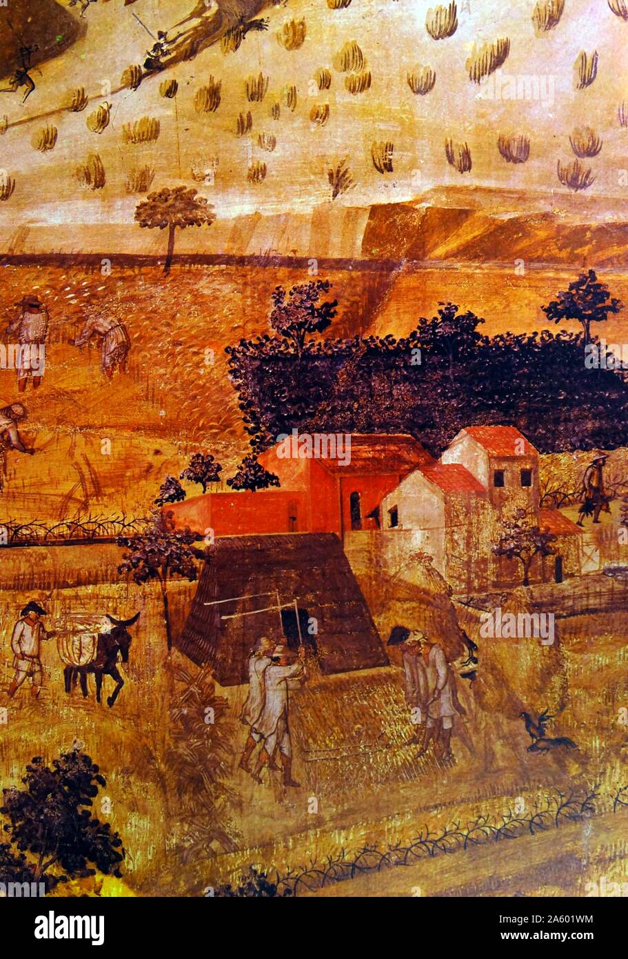 Painting titled 'Work in the Field' by Ambrogio Lorenzetti (1290-1348 ...