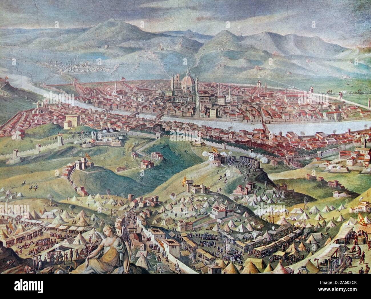 Painting titled 'Florence Besieged' by Giorgio Vasari (1511-1574) an ...