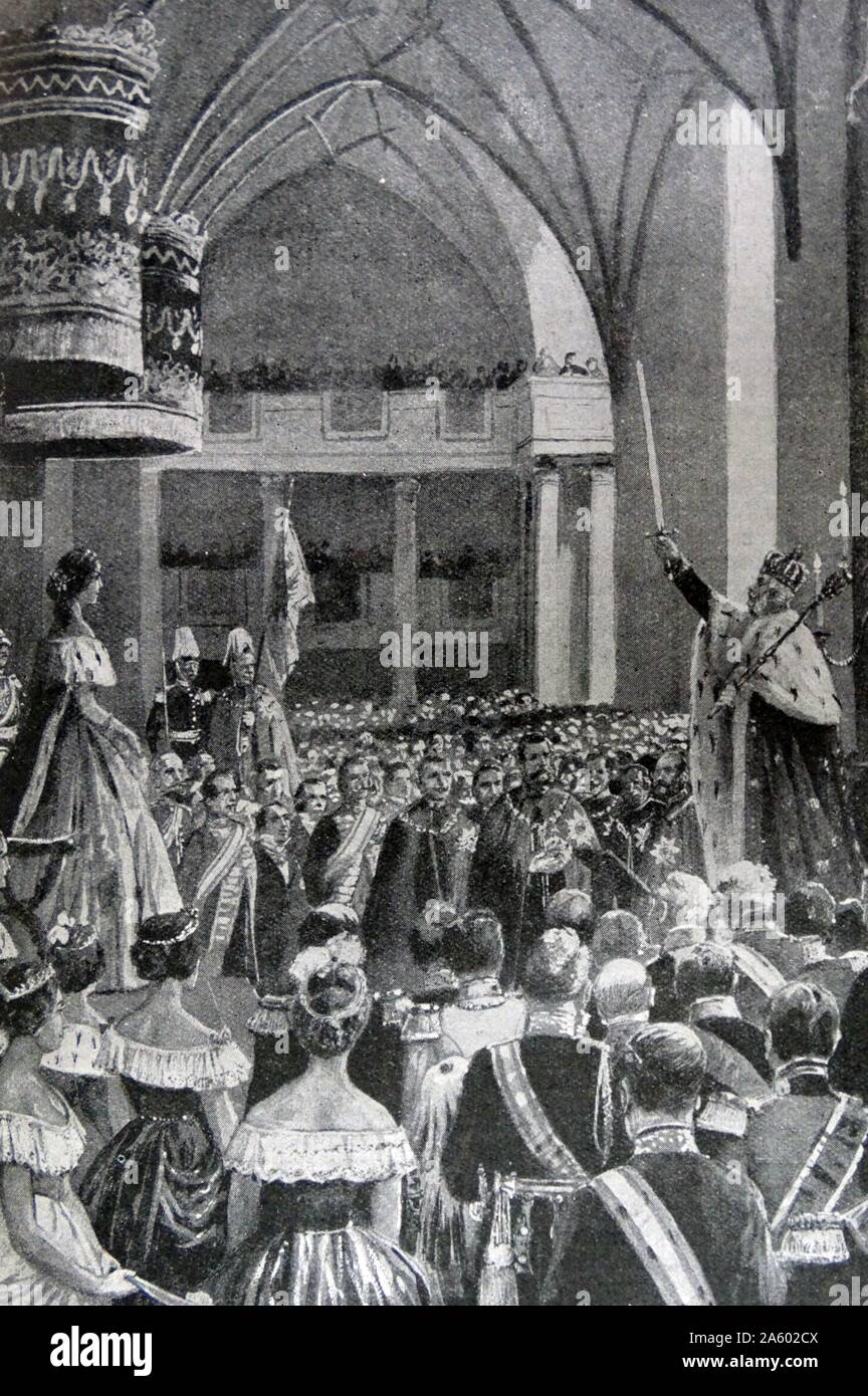 Painting depicting the coronation of King William of Prussia (1797-1888 ...