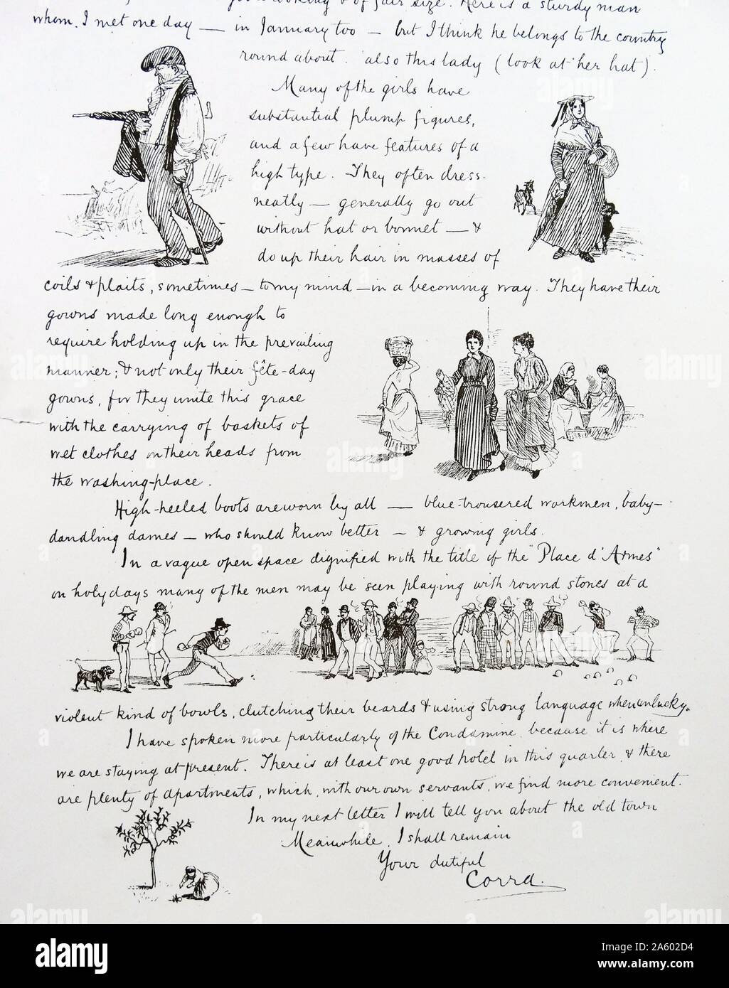 Illustrated letter by Randolph Caldecott (1846-1886) a British artist ...