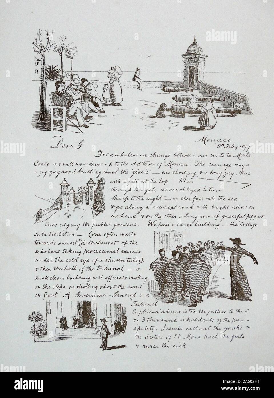 Illustrated letter by Randolph Caldecott (1846-1886) a British artist ...