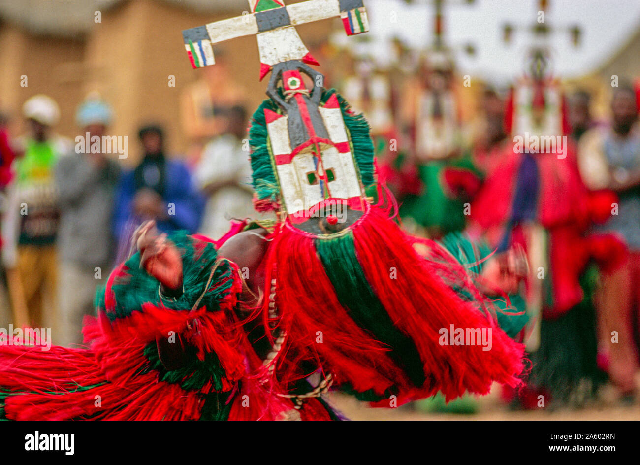 Djiguibombo, Mali; Masked dancers in the Dama funeral ritual Stock ...