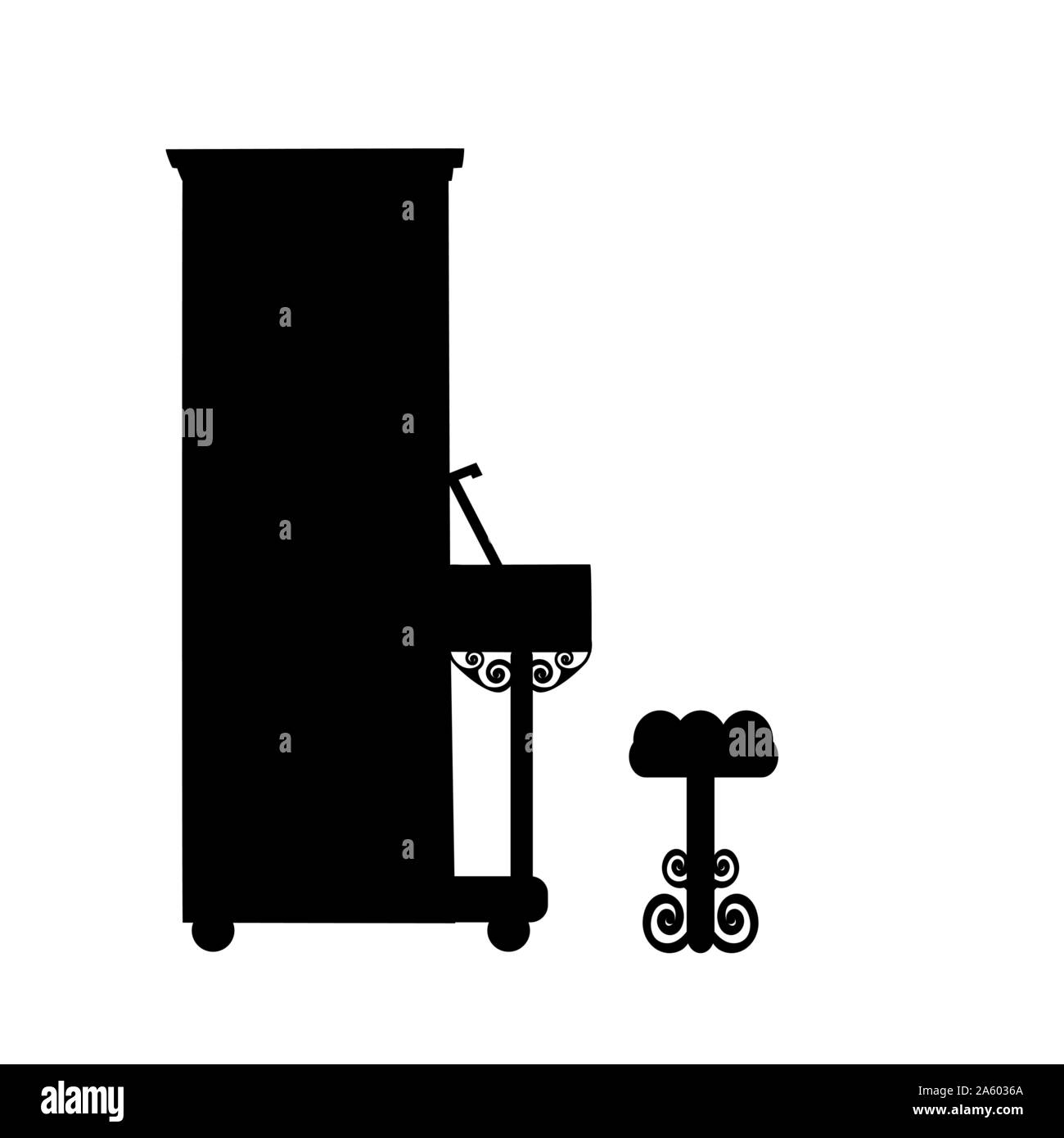 Piano classic musical instrument silhouette image. Vector illustration ...