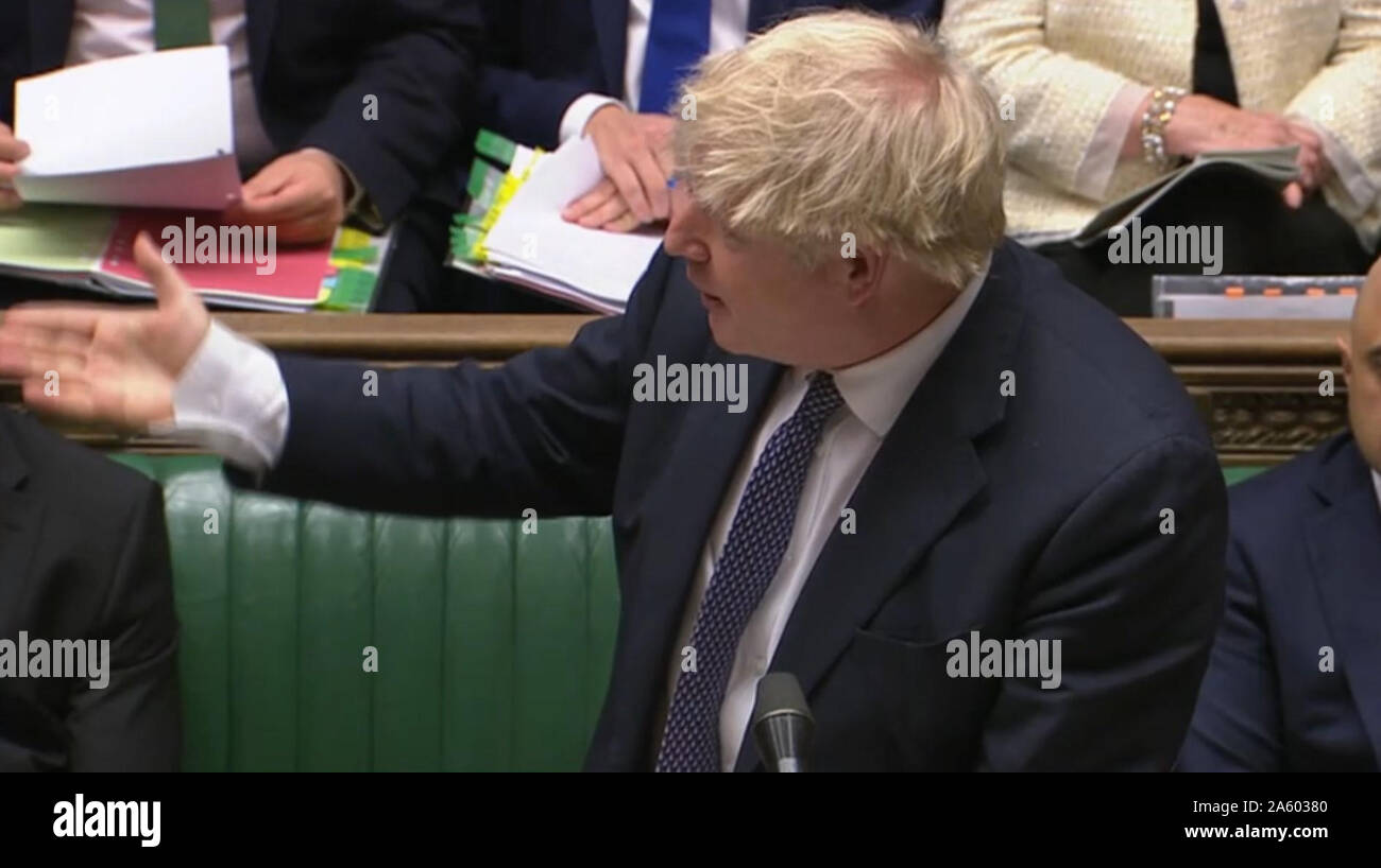 Prime Minister Boris Johnson speaks during Prime Minister's Questions ...