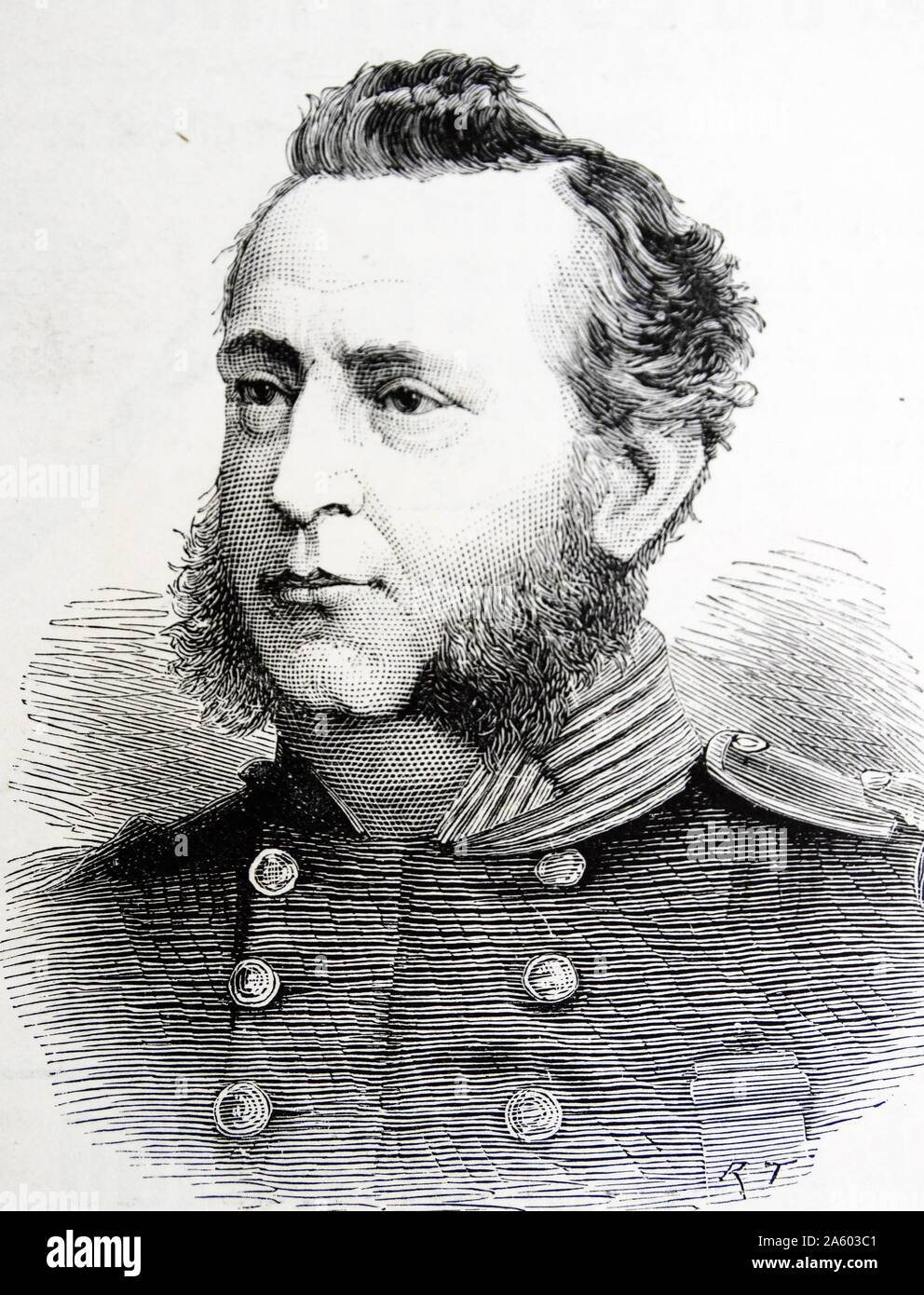 Engraved portrait of Captain Charles Burney (1826-1887) superintendent ...