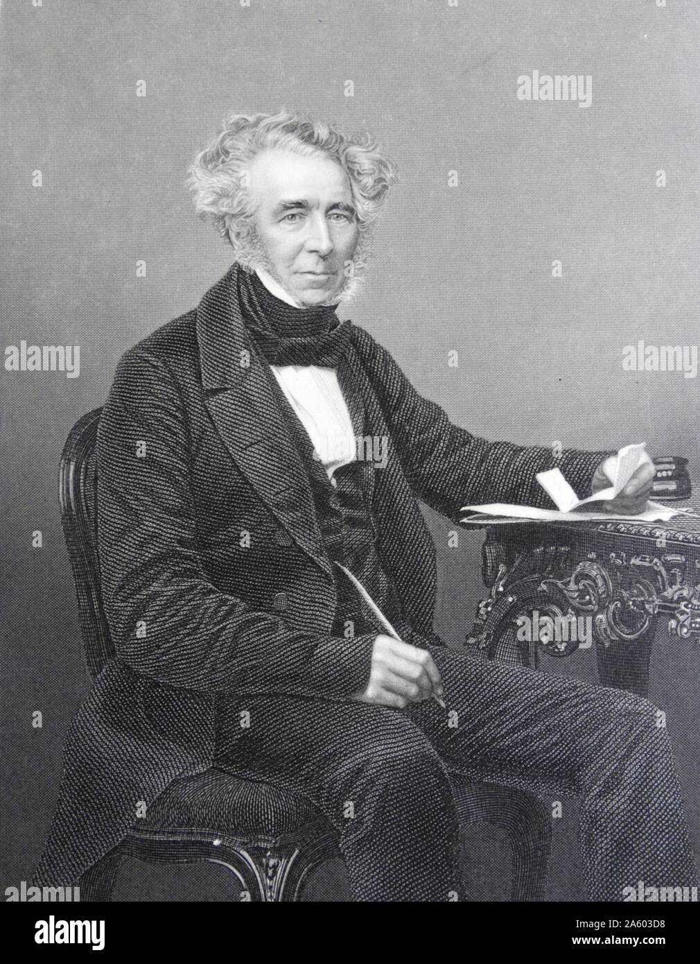 Engraved portrait of James William Gilbart (1794-1863) an English ...