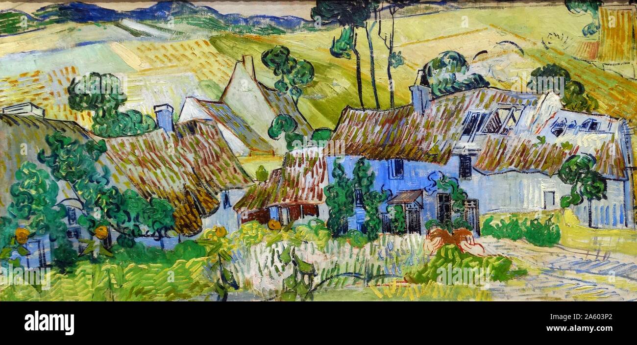 Painting titled 'Farms near Auvers' by Vincent van Gogh (1853-1890) a ...