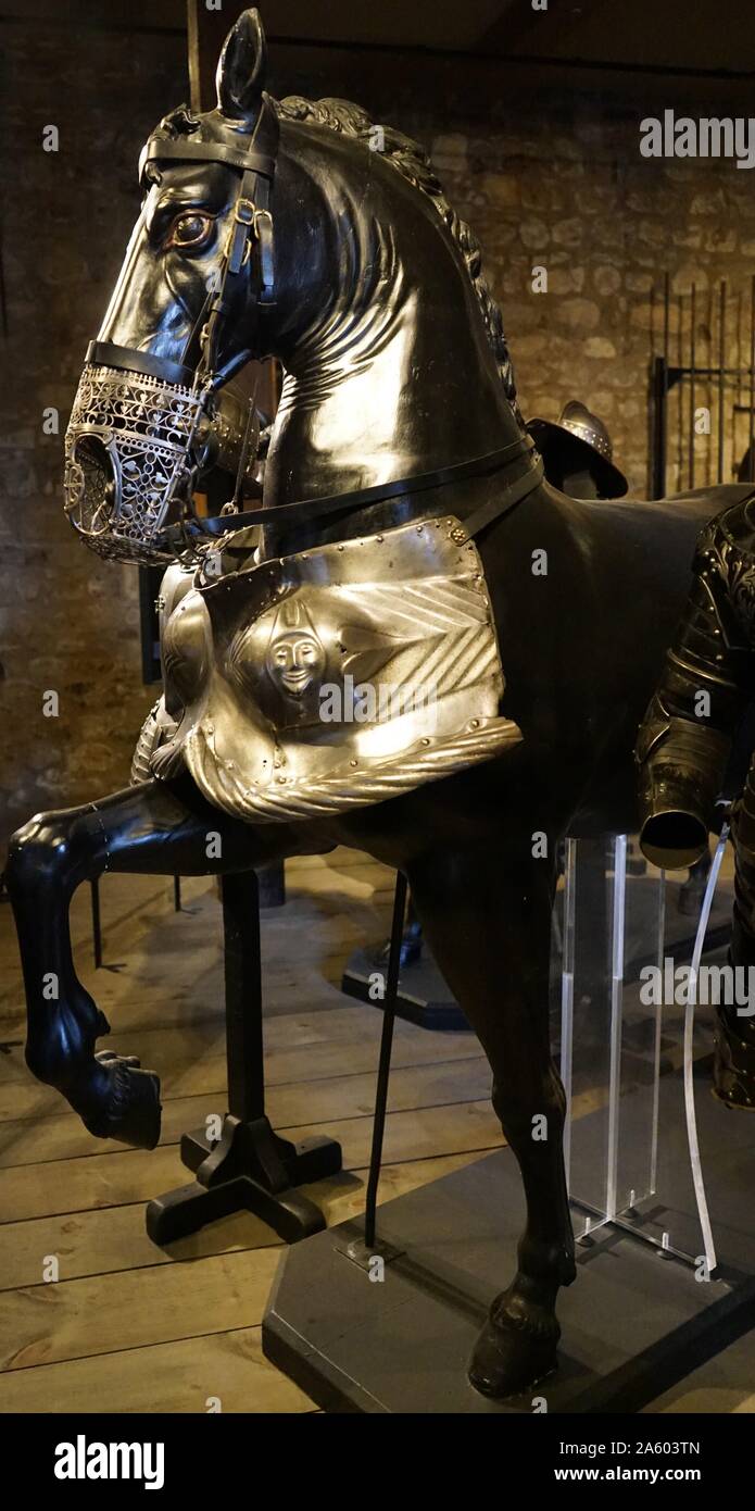 Model horse with armour used during the 16th Century Stock Photo - Alamy
