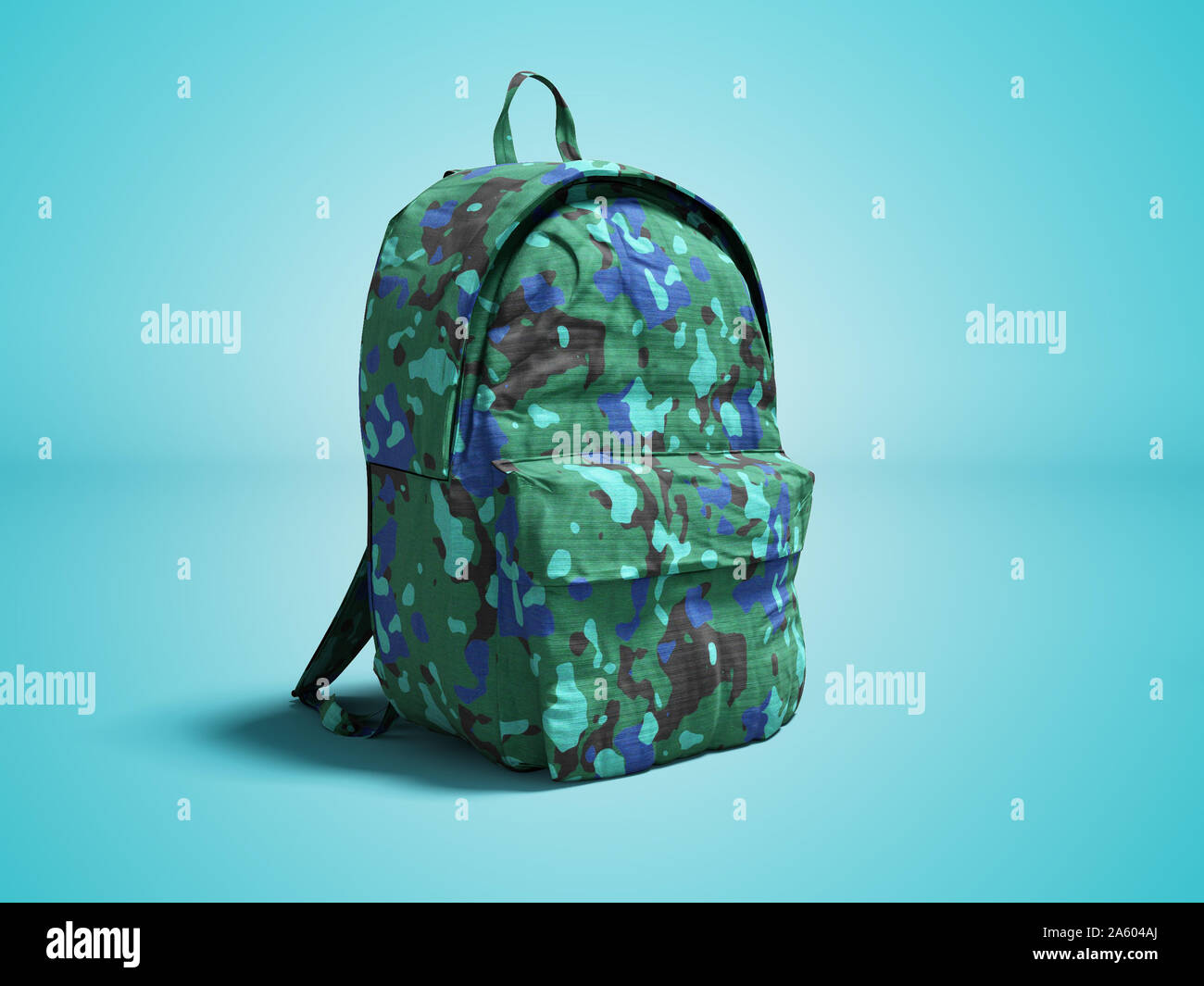 Modern military backpack in school for boy and teenager with green blue ...