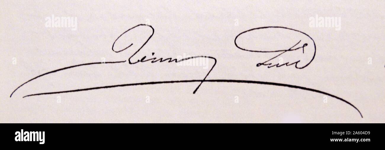 Signature of Jenny Lind (1820-1887) a Swedish opera singer. Dated 19th ...