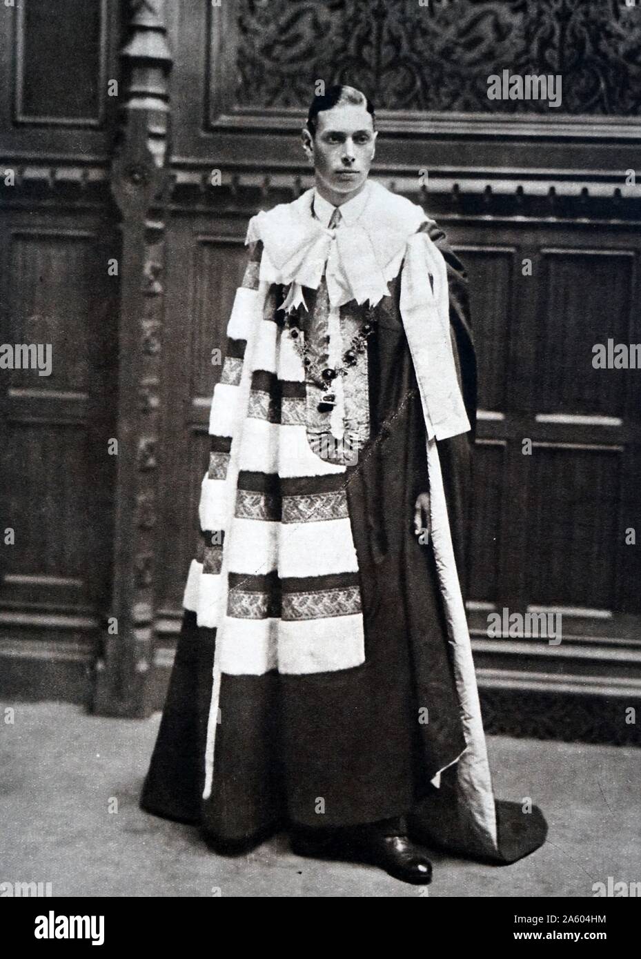 Photograph of Prince Albert (1865-1936) shown in full ceremony robes at ...
