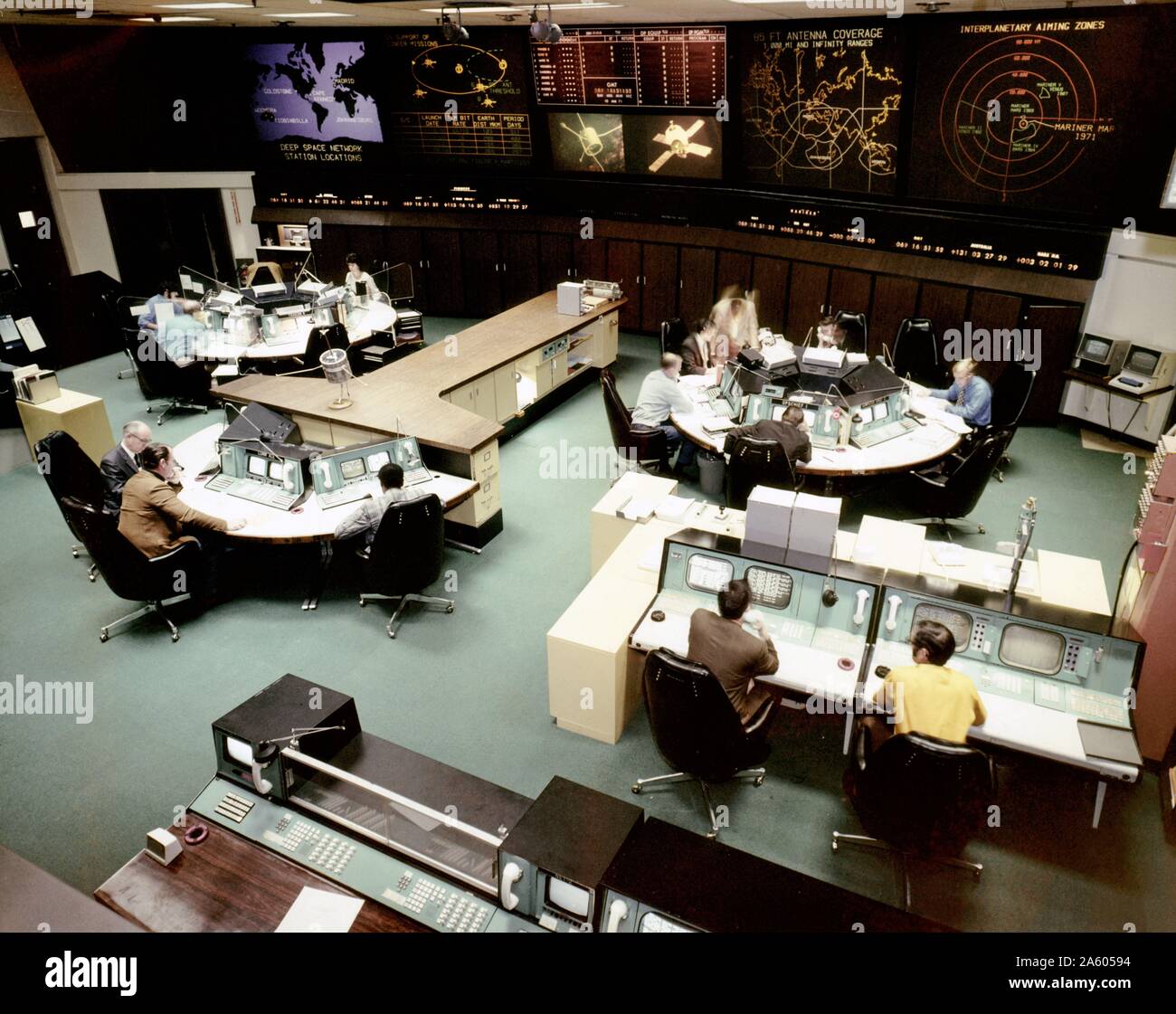 NASA space probe flight mission control room at the Jet Propulsion ...