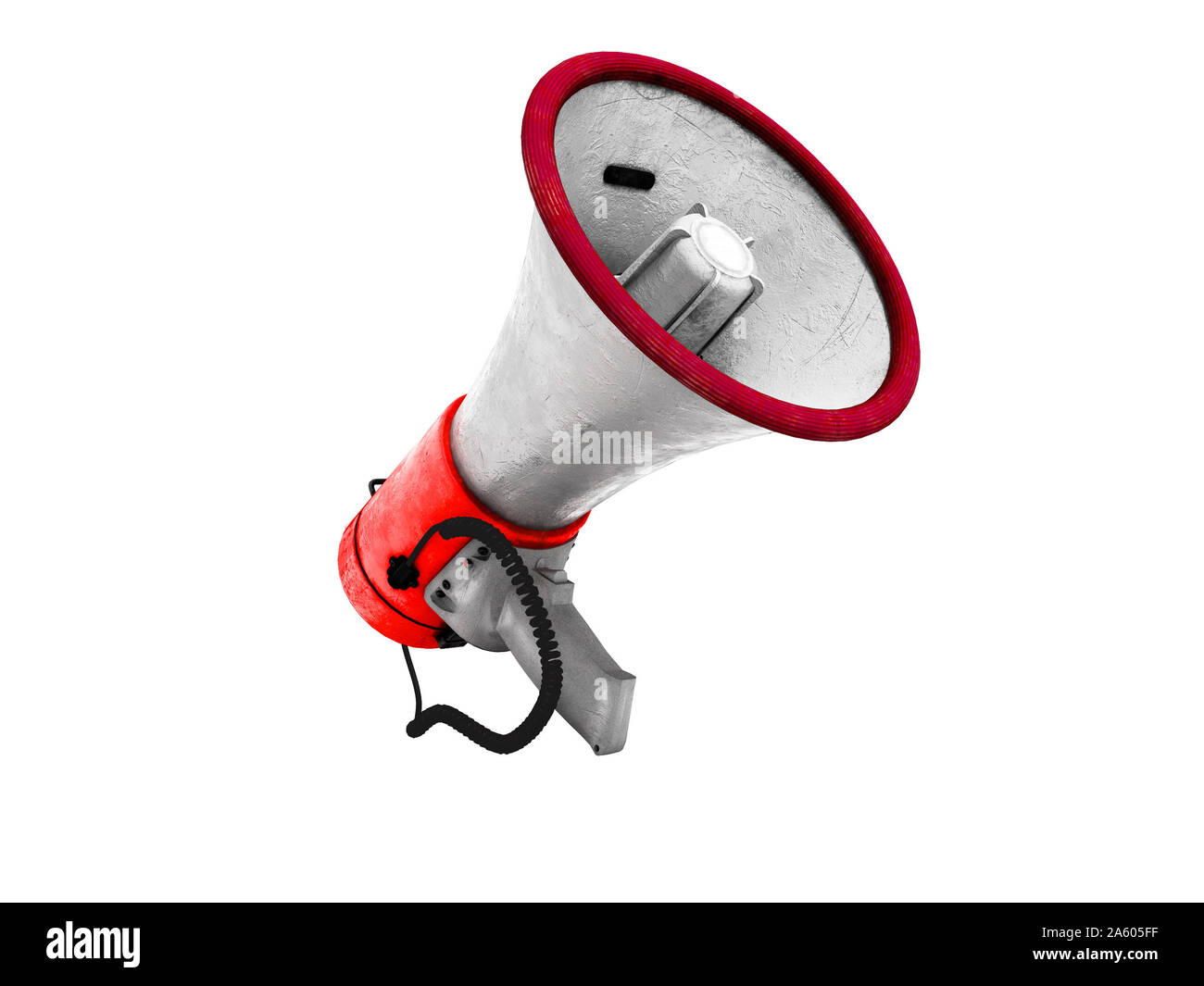 Red portable loudspeaker with white inserts right side 3d render on ...