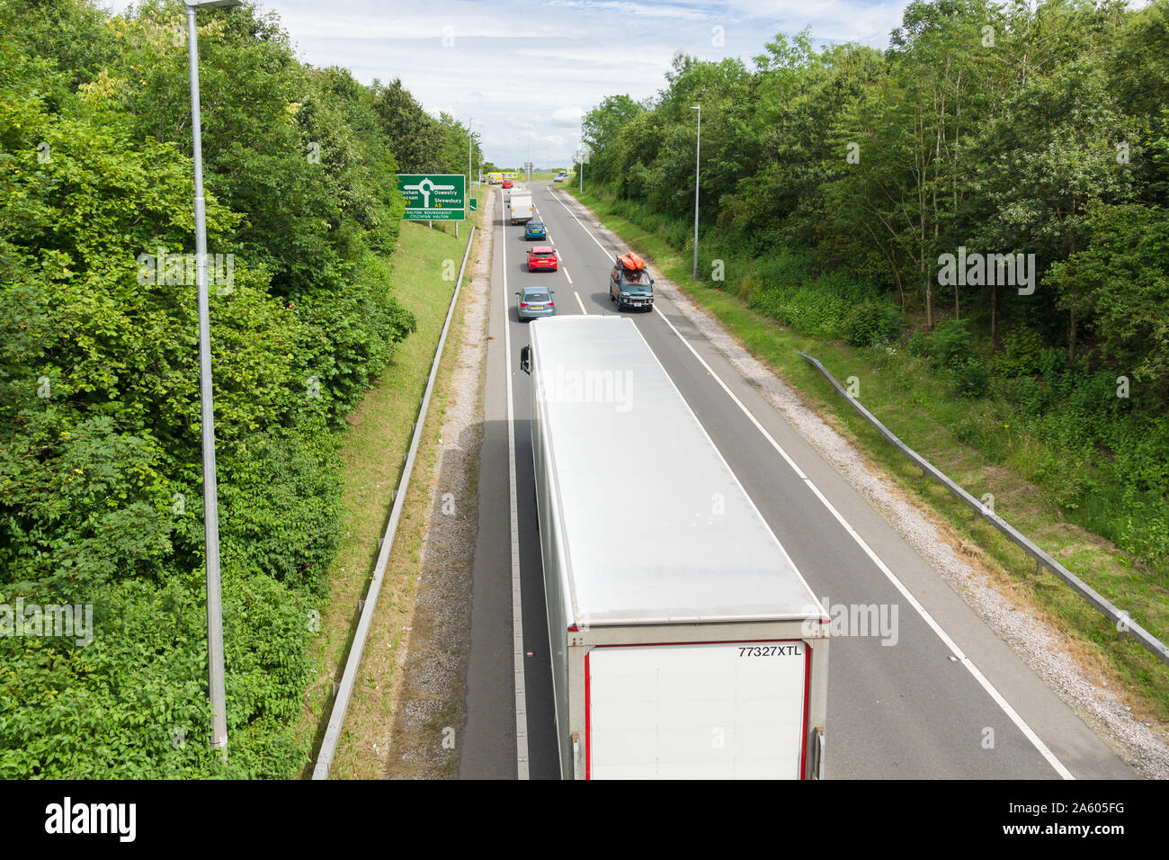 Traffic approaching the Halton roundabout on the A5 and A483 route from ...