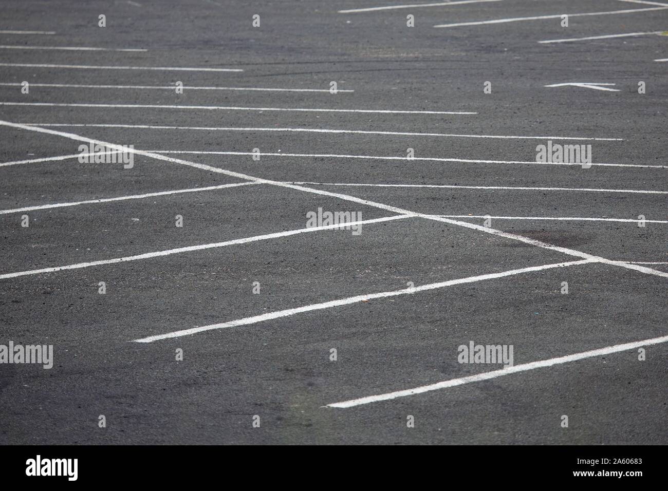 France, Baie de Somme, Somme, Quend, beach, empty parking, diagonal ...
