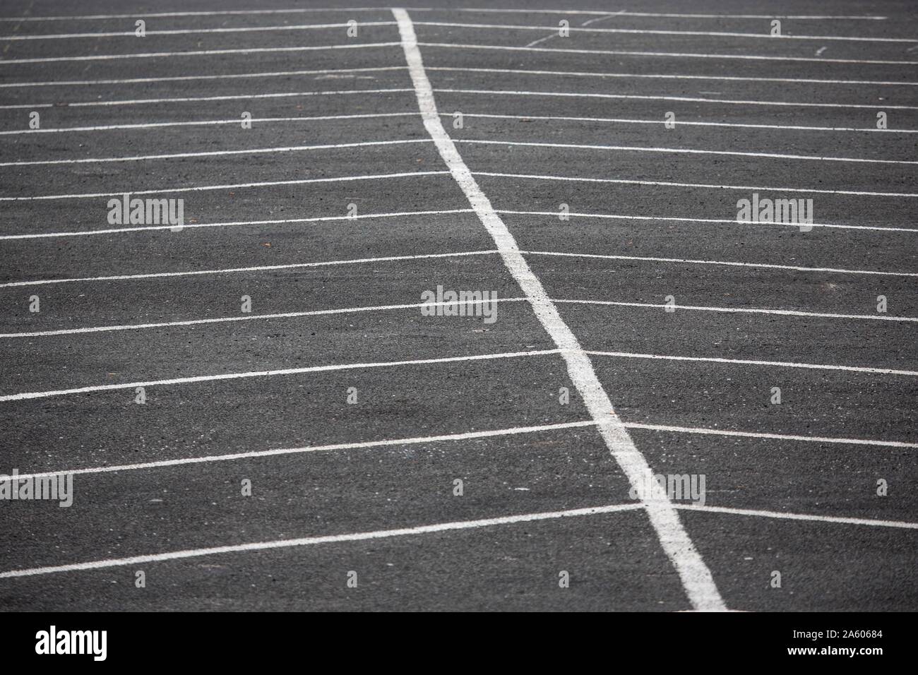 France, Baie de Somme, Somme, Quend, beach, empty parking, diagonal ...