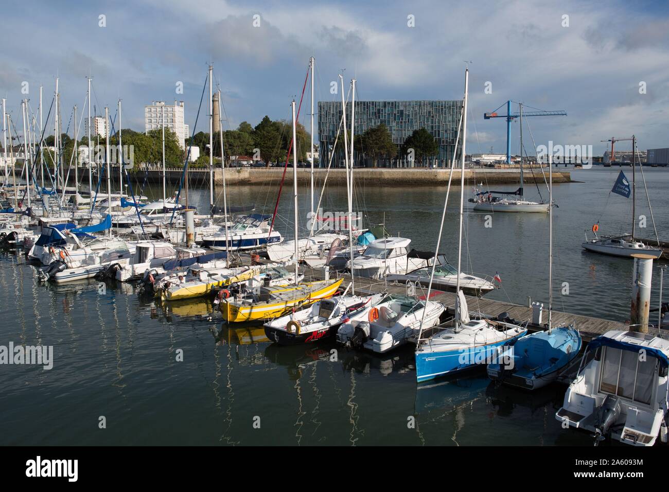 France, Brittany, Morbihan, Lorient, port, harbour, docked boats and ...