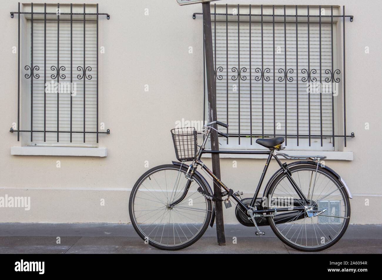 France, Paris, rue Roger, detail of a decorated pediment Stock Photo ...