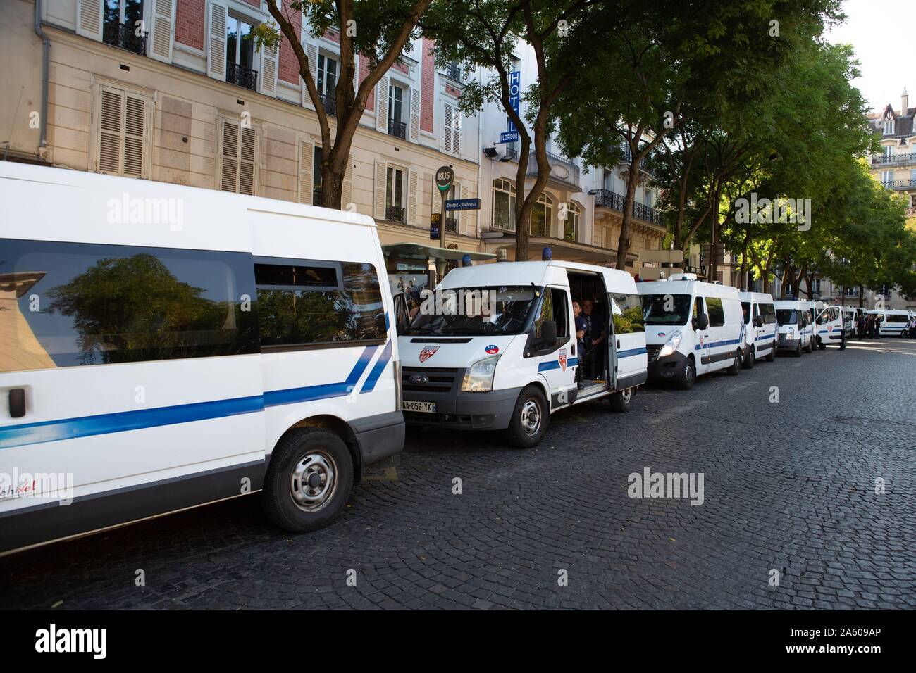 Paris, trucks of CRS, celebrations for the 75th anniversary of the ...