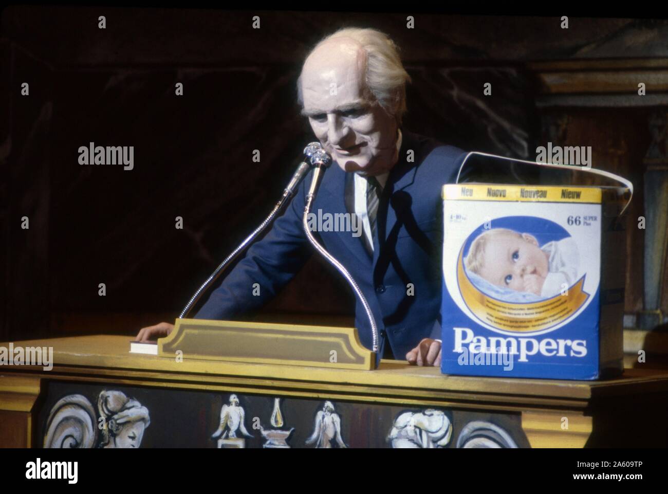 French comedian Thierry Le Luron on the stage of the Théâtre Marigny in ...